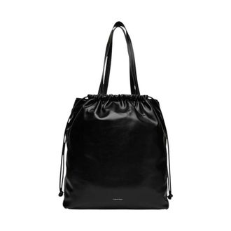 Calvin Klein Femme, Sacs, Noir, Taille: ONE Size Sac cabas souple en cuir avec cordon de serrage