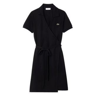 Lacoste Wickelkleid f&uuml;r Damen, V-Ausschnitt, kurz&auml;rmlig (Schwarz)