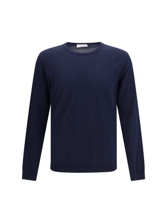 Roberto Collina Mens Cotton Crew Neck Sweater Navy
