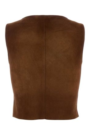 Miu Miu Womens Brown Suede Top Cognac Exterior: Lamb Maglie Sweater