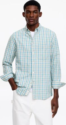 Arket Lockeres Hemd Aus Baumwoll-Leinen-Mischung -T&uuml;rkis