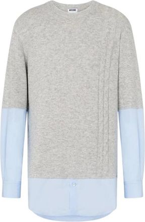 Moschino Homme, Pulls, Gris, Taille: 3XL Pull en laine et cachemire m&eacute;lang&eacute;s