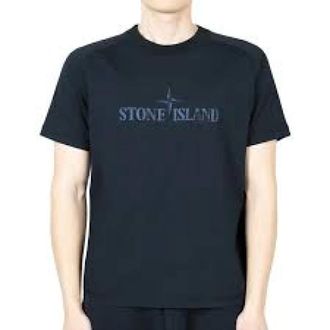 Stone Island Homme, Tops, Bleu, Taille: XL T-shirt Marine en Jersey de Coton