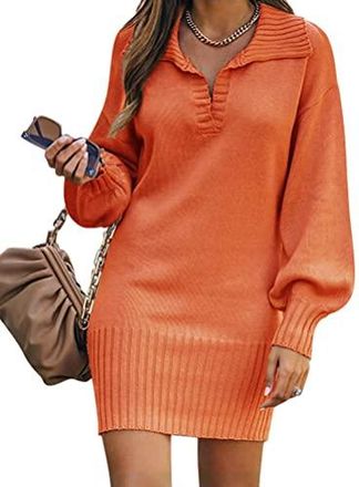 ORANDESIGNE Robe Tricot Femme Hiver Chic et Elegant Robe Pull Tricoté Mini Robe Droite Chaude au Genou Tunique Robe Décontractée Sweater Crayon Chandail Moulante 