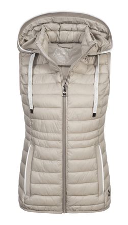 NEW VIEW Damen Steppweste Gesteppte Damenweste mit Kapuze L70012FC01 Grau-Beige (Dove) XL
