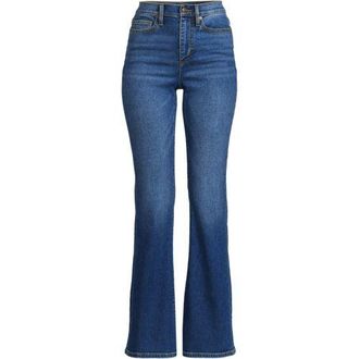 Lands End Skinny Fit Recover Schlagjeans High Waist, Damen, Gr&ouml;&szlig;e:38 petite, Blau, Baumwolle/Elasthan/Polyester, by Lands End