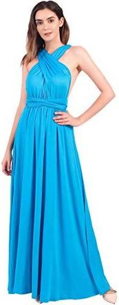 Ibtom Robe longue convertible pour femme - Robe de soir&eacute;e, de bal, de mariage, de cocktail - Bleu - X-Small