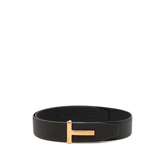 Tom Ford Grain Leather T Icon Belt - - Accessories - Herren - Braun - 100 CM