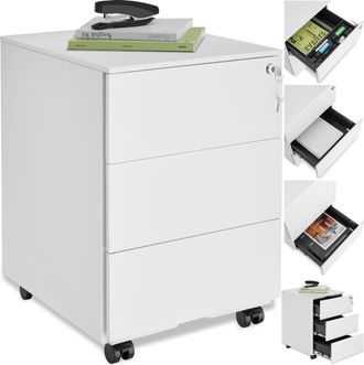 TecTake B&uuml;ro Metall Aktenschrank mit Rollen, abschlie&szlig;bare Kommode mit Schubladen f&uuml;r Schreibtisch, Rollcontainer, Schubladenschrank, Organzier, Rollwagen Sch
