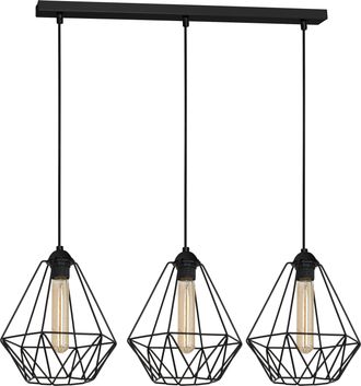 Licht-Erlebnisse Hängeleuchte Metall 3-flammig Schwarz Retro dekorativ MERLE Wohnzimmer Esszimmer Hängelampe