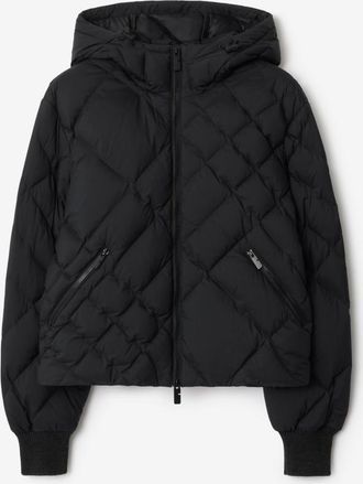 Burberry Wattierte Jacke Delley aus Nylon mit genähtem Karomuster, Size: XL