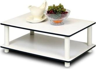 Furinno Just 2-Tier No Tools Fernsehstand, TV-St&auml;nder, Couchtisch, Wei&szlig;, 59.9 (Breite) x 22.4 (H&ouml;he) x 39.6 (Tiefe) cm