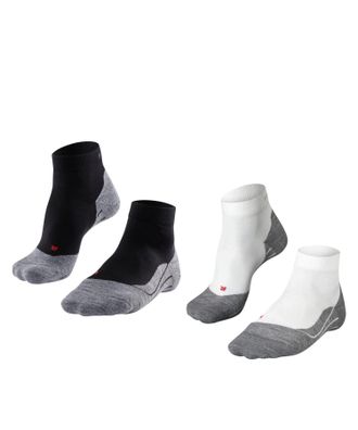 Falke Herren Laufsocken RU4 Endurance Short Multipack M Sso Baumwolle Funktionsmaterial antiblasen 2 Paar, Mehrfarbig Black White 0010, 44-45