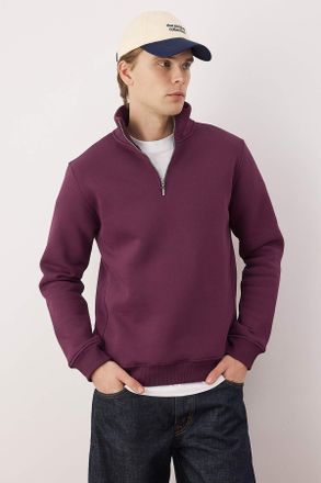 Trendyol MAN Herren Lila Animal-Print Lang Regular Fit Sweatshirts