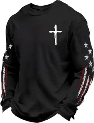 Generic Sweat-shirt gaufr&eacute; pour homme Cristina Cross Graphic Tops &agrave; manches longues tendance col rond pull ample confortable chemise respirante pour homme v&ecirc;t
