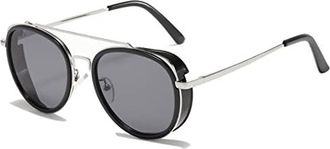 Generic Lunettes de soleil rondes punk en métal pour hommes et femmes lunettes de soleil dextérieur pour vacances à la plage (couleur : F, taille : moyen) 202