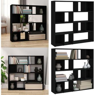 vidaXL Vidaxl - Bibliothèque/Cloison de séparation Noir 105x24x102 cm - Bibliothèque - Meuble Rangement - Séparateur Pièce - Étagères - Design Moderne