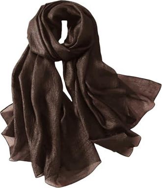 Lina & Lily Foulard Châle Étole Femme Mariage en Tissu Brillant Léger (Marron Foncé)