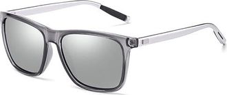 Generic Lunettes de soleil minimalistes &agrave; monture carr&eacute;e - Design polaris&eacute;, protection UV400, nuances dext&eacute;rieur tendance, Cadre gris transparent mercure blan