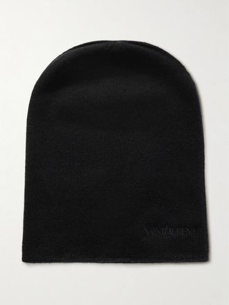 Saint Laurent Bonnet En Cachemire À Broderie - Noir