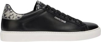 Roberto Cavalli Homme, Chaussures, Noir, Taille: 43 EU Baskets en cuir avec d&eacute;tail effet peau de serpent