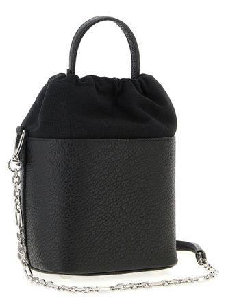 Maison Margiela Grained Leather Drawstring Bucket Bag - Black