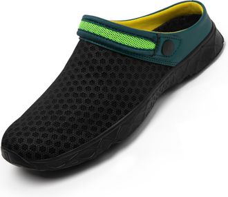 Saguaro Herren Clogs Hausschuhe Atmungsaktiv Gartenschuhe Damen Mesh Sommersandalen DunkelGrün 44