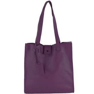 modamoda.de T247 - Ital. Leder Shopper mit herausnehmbarer Innentasche, Farbe:Purple