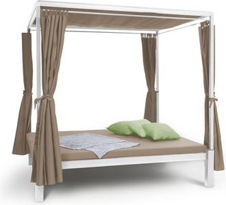 Blumfeldt Senator Lounge - Double chaise longue de jardin, 188 x 208 x 205 cm, rembourrage 8 cm, rideaux opaques, &eacute;tanche, toit ouvrant, max. 350 kg