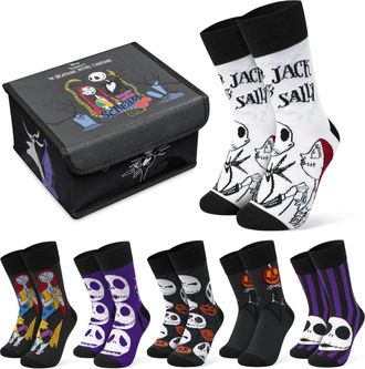 Disney Socken Damen Gr&ouml;&szlig;e Teenager 35-41, 5er- oder 6er-Packung, Weiche Atmungsaktive Lustige Socken, Warme Geschenke f&uuml;r Frauen (Multi Jack Box, 6 Pcs)
