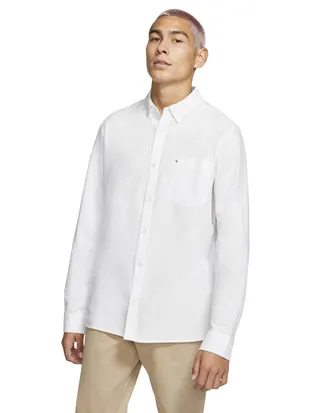 Hurley Herren One and Only Strukturierte Langarm Knopfleiste Button Down Hemd, weiß, XX-Large