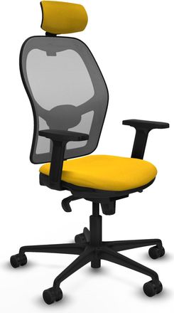 Piqueras y Crespo B&uuml;rostuhl mit 2D-Armen, h&ouml;henverstellbare Lendenwirbelst&uuml;tze und h&ouml;henverstellbares Kopfteil, Grau/Gelb