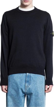 Stone Island Homme, Pulls, Noir, Taille: 2XL Pull ras du cou avec petit d&eacute;tail roulott&eacute;