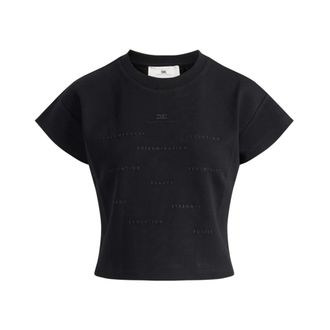 Elisabetta Franchi Femme, Tops, Noir, Taille: 38 FR Logo T-shirt
