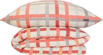 Schiesser Bettwäscheset Luiza | 2-teilig | Kariert | Renforcé | 100% Baumwolle | Oeko-Tex Zertifiziert | Reißverschluss | 135x200cm + 80x80cm | Apricot