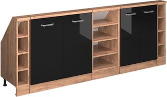 Vicco Dachschr&auml;genschrank-Set Rion, Schwarz Hochglanz/Goldkraft Eiche, 5er Set, Vicco