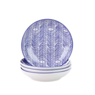 VANCASSO Takaki Suppenteller aus Porzellan, 4-teilig Set Tiefteller, Ø 21,5 cm Teller Set,700ML