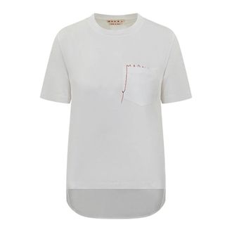 Marni Embroidered Cotton T-Shirt - - Tops - Damen - Wei&szlig; - M