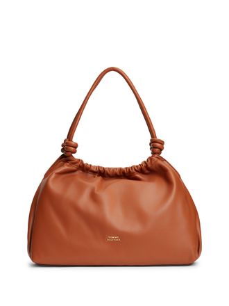 Tommy Hilfiger Hobo TOMMY HILFIGER TH SOFT LEATHER HOBO, Damen, Gr. B/H/T: 38cm x 29cm x 12cm, cognac, Leder, Taschen Hobo, Damen Handtasche, Schultertasche, Umh&auml;nge