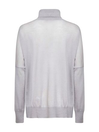Blanca Vita Womens Oversized Turtleneck Sweater Grey Virgin Wool