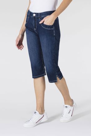 MAC Broeken Caprijeans MAC CAPRI, Damen, Gr. 38, L&auml;nge 19, blau (dunkelblau used), Denim/Jeans, Obermaterial: 98% Baumwolle, 2% Elasthan, Abriebeffekte, figurbeto
