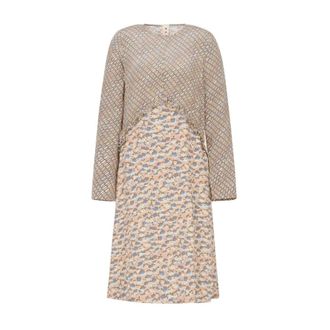 Marni Femme, Robes, Beige, Taille: 36 FR Robe Midi &agrave; Fleurs et Volants