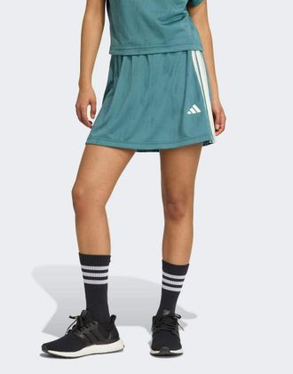adidas adidas Performance - Stadium - Jupe style tennis en jacquard avec short int&eacute;gr&eacute; &agrave; 3 bandes - Sarcelle vintage/blanc cass&eacute;-Bleu