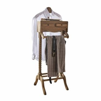 Loberon Herrendiener Doncaster, Traditionelles Design, Gedrechselte Beine, Aufbewahrung, Ordnungshelfer, Garderobe, Teakholz, braun