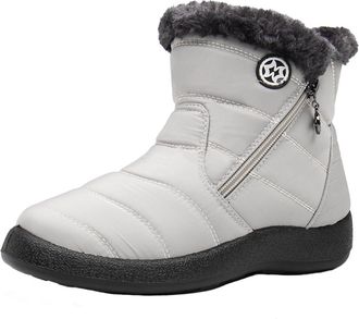 Eagsouni Winterstiefel Damen Winterschuhe Warm Plush Gef&uuml;tterte Schneestiefel Winter Flach Kurzschaft Boots Outdoor Wasserdicht rutschfest Stiefel Schuhe, Beig