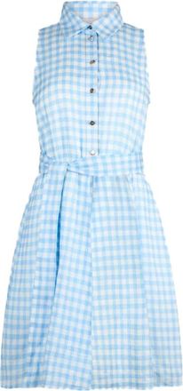 Liu Jo Femme, Robes, Bleu, Taille: 40 FR Vichy Belted Shirt Dress