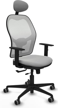Piqueras y Crespo Schreibtischstuhl in Wei&szlig; und Grau, mit 1D-Armlehnen, h&ouml;henverstellbarer Lendenwirbelst&uuml;tze und festem Kopfteil, ausgestattet mit Syncro/Traslack und 