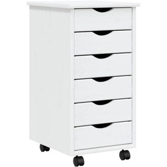 vidaXL Vidaxl - Armoire roulante avec 6 tiroirs en bois de pin massif - Dimensions 34x39x65,5 cm - Roues flexibles pour d&eacute;placement facile - Rangement bureau