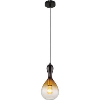 Globo Lighting Plafonnier suspension lampe suspendue salle &agrave; manger lumi&egrave;re noir or ambre