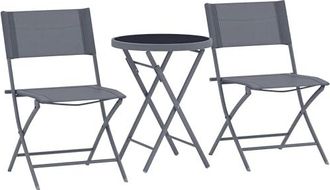 OUTSUNNY Ensemble de bistrot 3 pi&egrave;ces Pliable en m&eacute;tal, 2 chaises et 1 Table Ronde, Salon de Jardin ext&eacute;rieur 2 Personnes, Table de Jardin ext&eacute;rieur avec chais